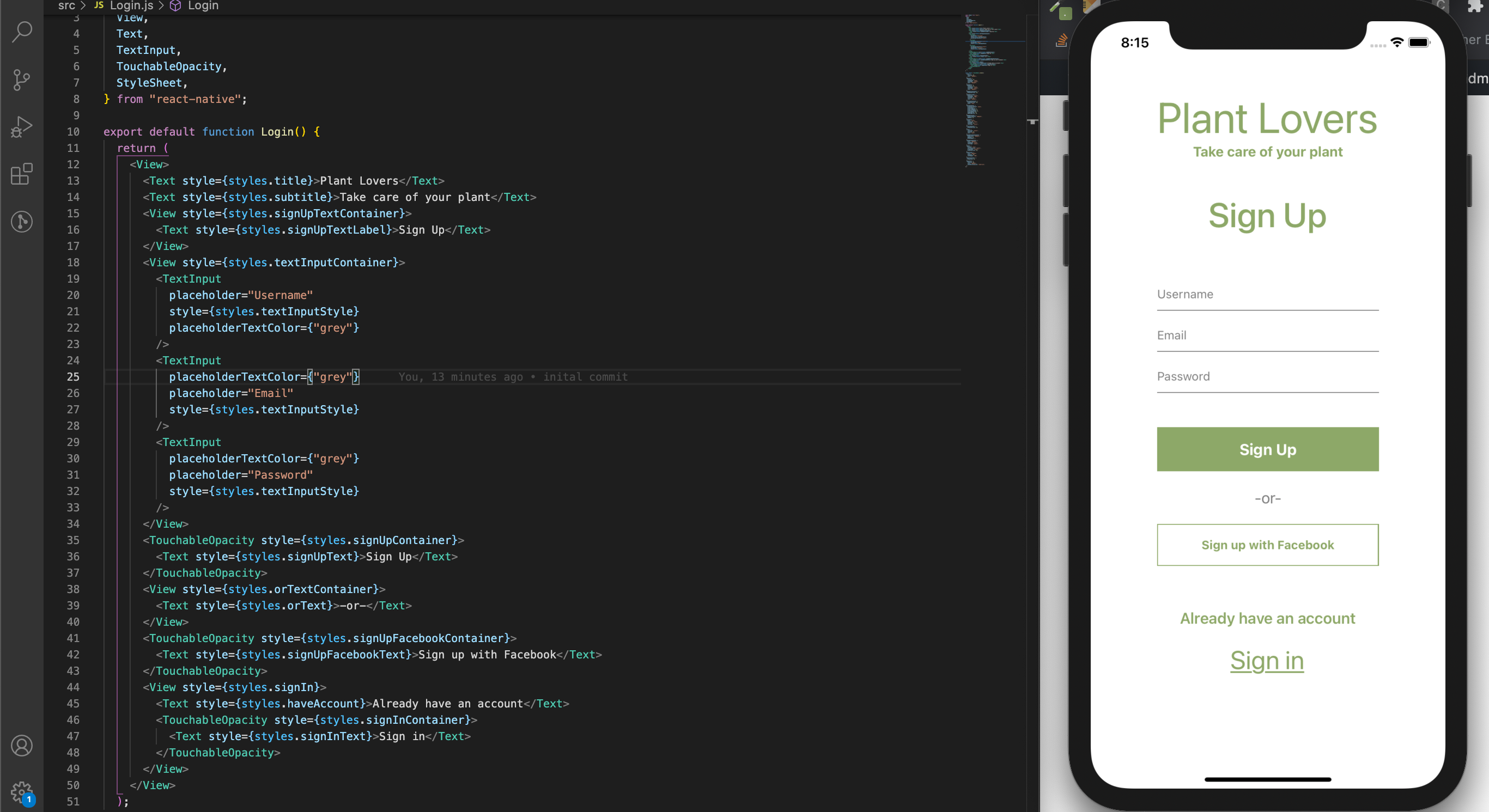 Login UI using ReactNative - learningaboutcode